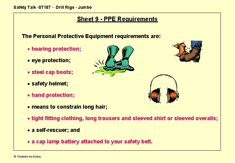 Safety Talk ST 187 Drill Rigs Jumbo Sheet