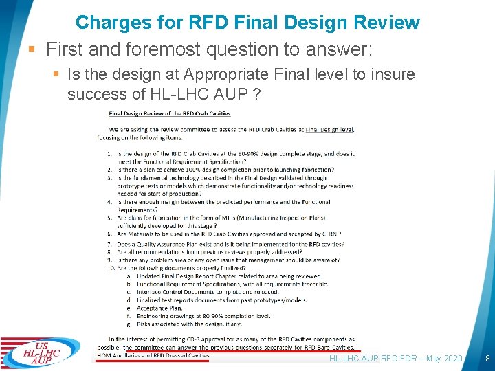 Final Design Review for HLLHC AUP RFD Dressed