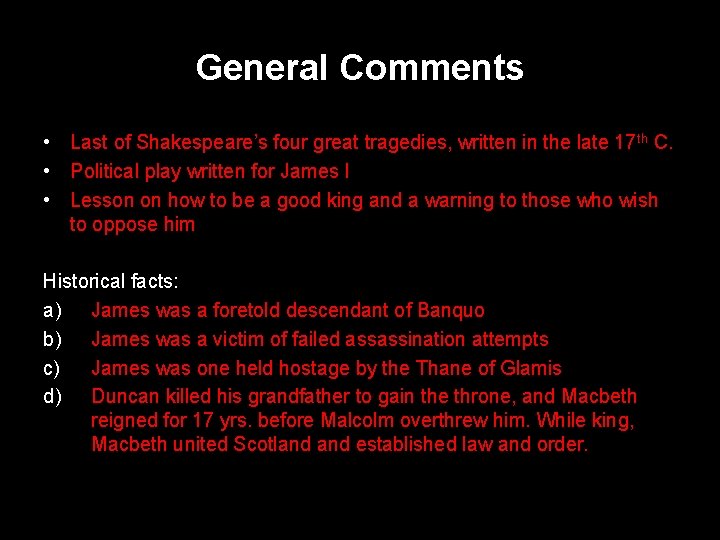 A tragedy by William Shakespeare Dramatis Personae DUNCAN