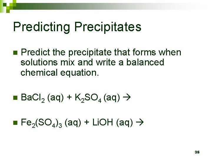 Chapter 4 Aqueous reactions and solution stoichiometry 1