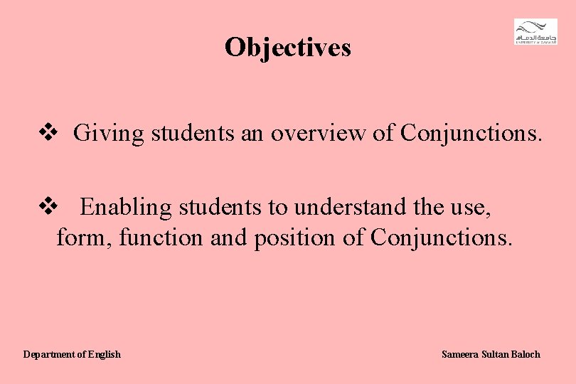 Grammar 1 Objectives v Giving students an overview