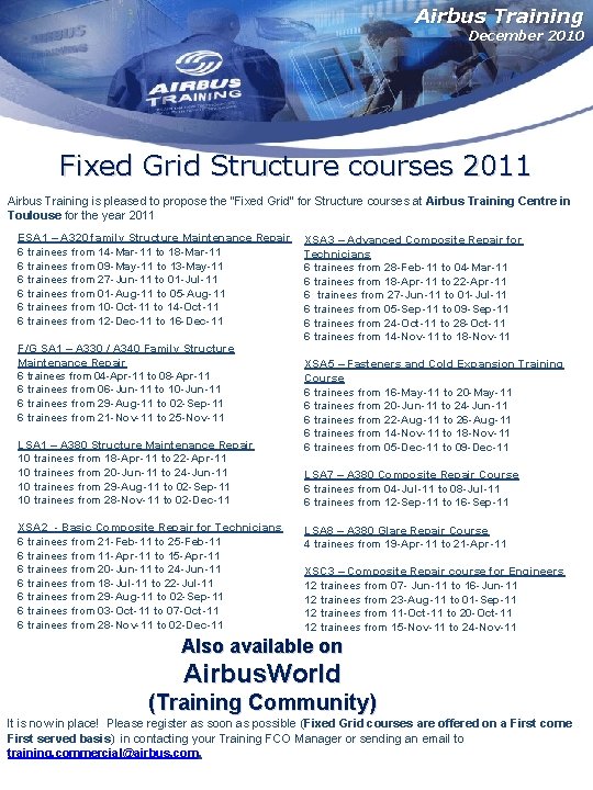 Airbus Training December 2010 Fixed Grid A 330