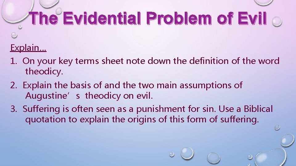 The Evidential Problem of Evil Focus of the