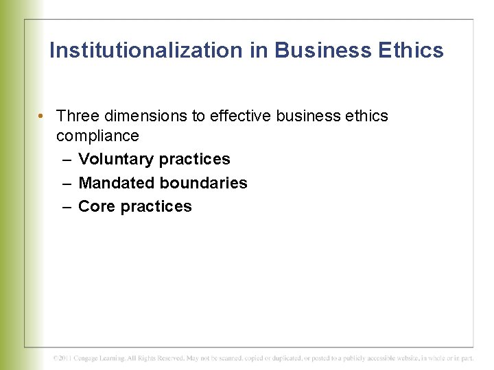 CHAPTER 4 The Institutionalization of Business Ethics Chapter