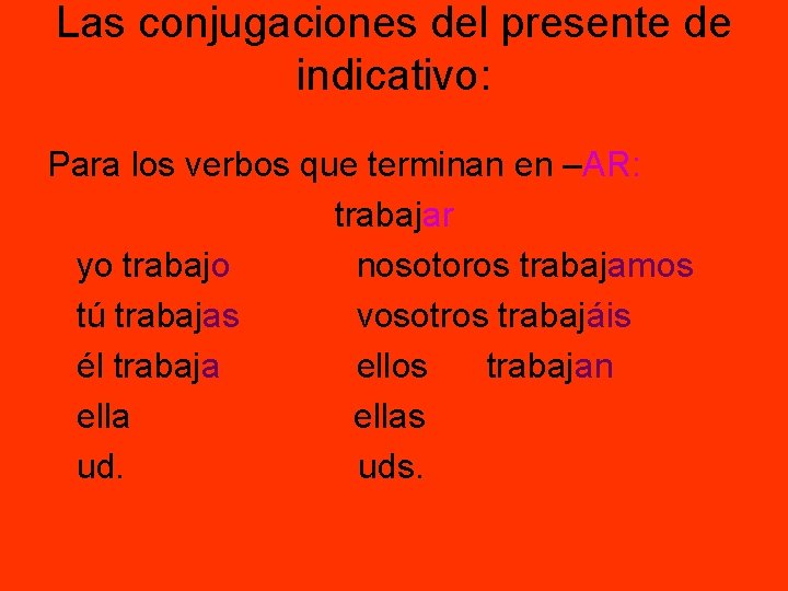 El presente regulares e irregulares El presente de