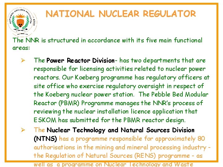 THE NATIONAL NUCLEAR REGULATOR PARLIAMENT PORTFOLIO COMMITTEE 26