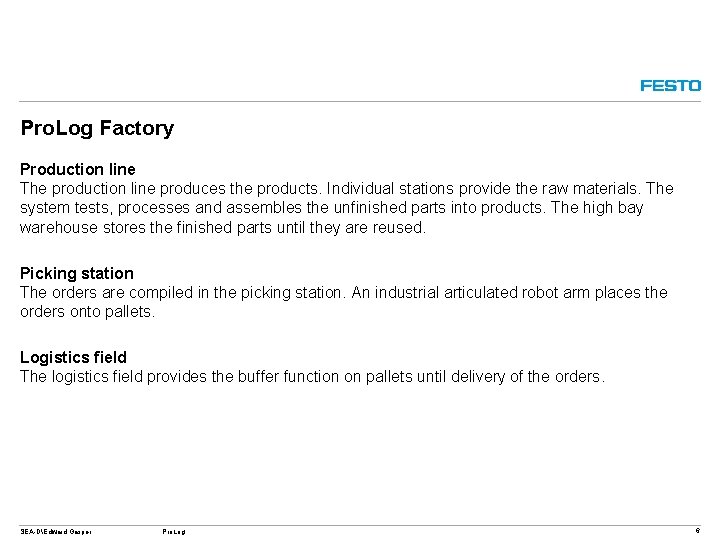 Pro Log Factory Logistics Communication Mechatronics Robotics SEADEdward