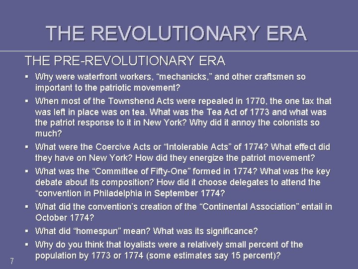 HIST 3480 The History of NYC THE REVOLUTIONARY