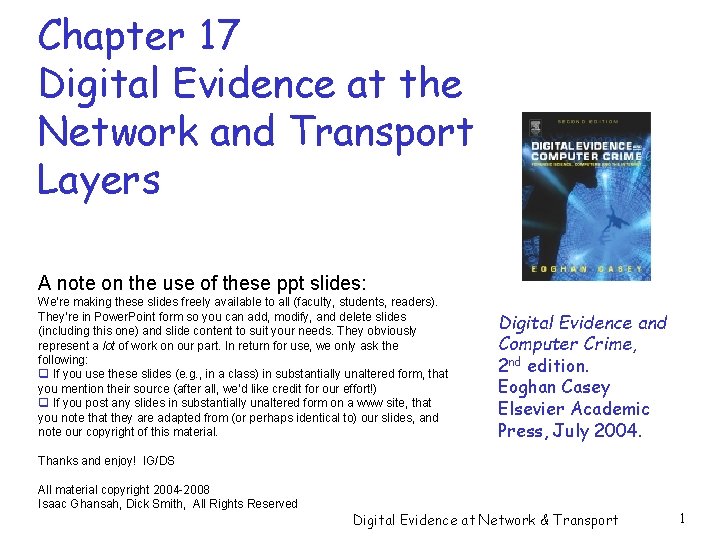 Chapter 17 Digital Evidence at the Network and