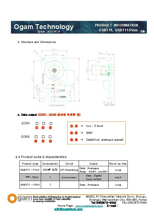 Ogam Technology PRODUCT INFORMATION GSBT 11 GSBT 11