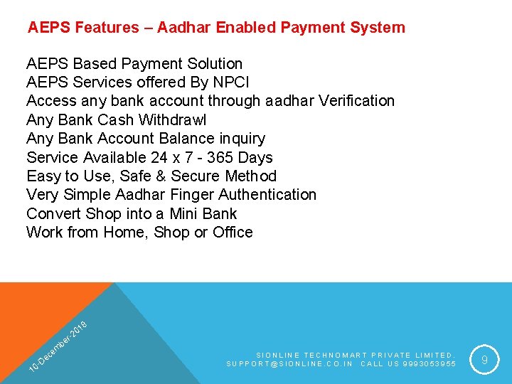 AEPS Aadhar Enabled Payment System T R A