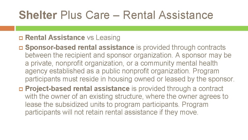 Shelter Plus Care 101 February 6 2019 Libby