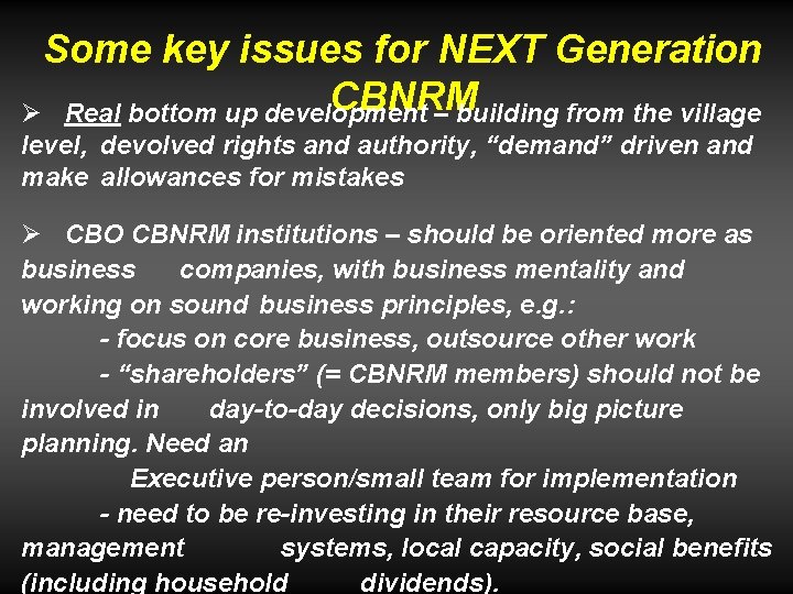 Capturing BEST PRACTICES in CBNRM the way forward