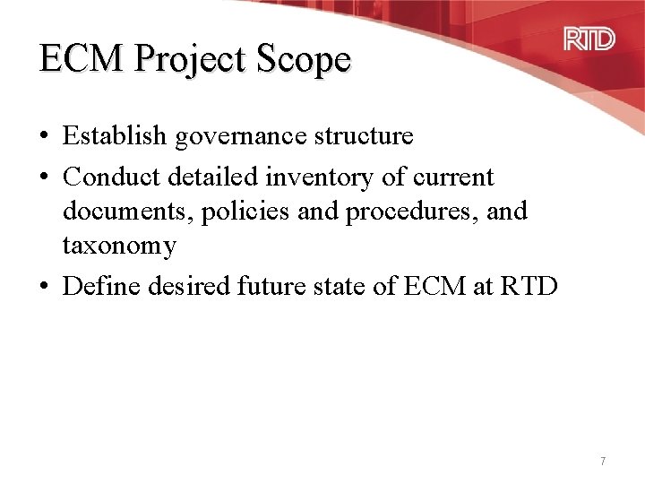 Enterprise Content Management ECM Project RTD Board of