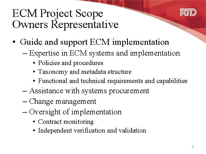 Enterprise Content Management ECM Project RTD Board of