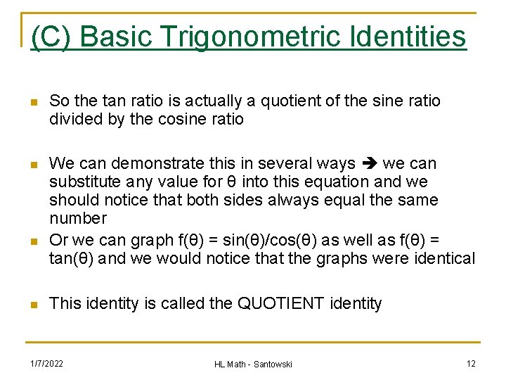 Lesson 24 Working with Trigonometric Identities IB Math