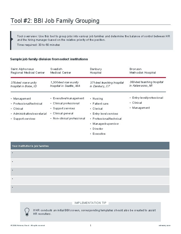 Tool 2 BBI Job Family Grouping Tool overview