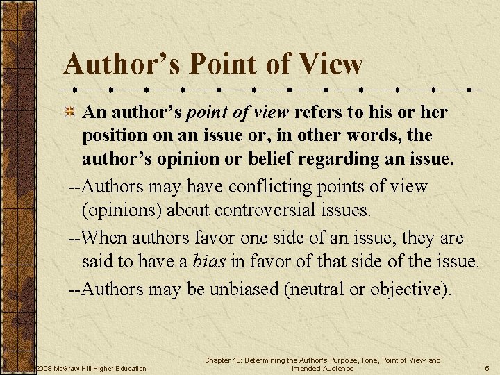 Determining the Authors Purpose Tone Point of View