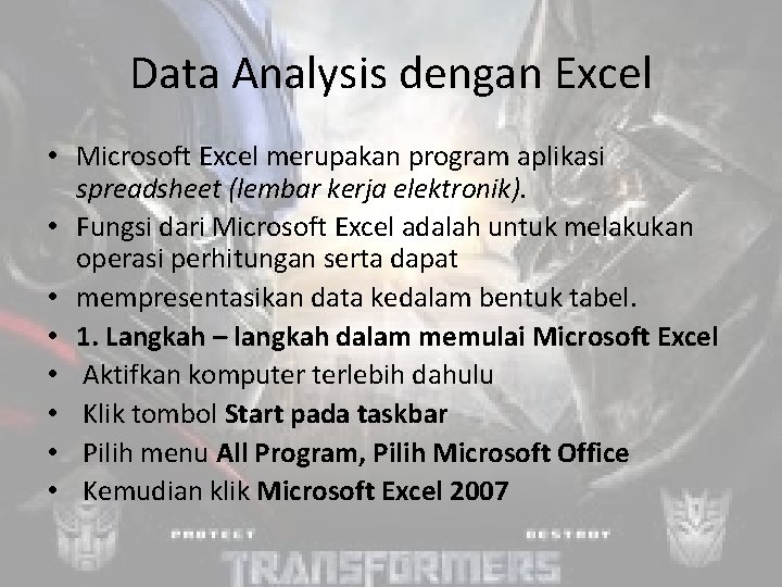 Tutorial Ms Excell Data Analysis dengan Excel Microsoft
