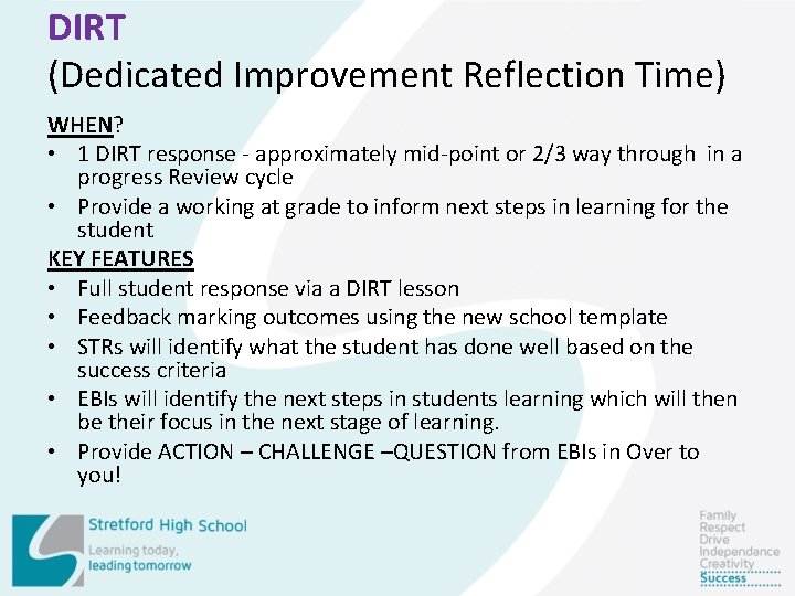 MARKING AND FEEDBACK Our next steps Ofsted recognises