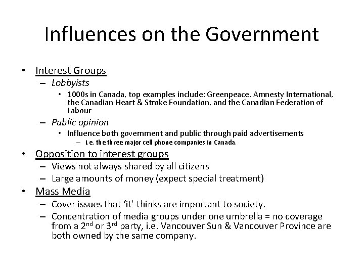 Influences on the Government Interest Groups Lobbyists 1000
