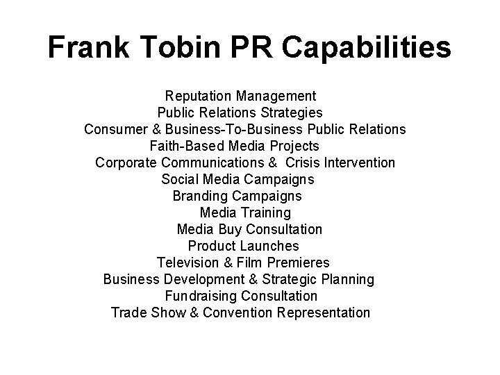Francis X Frank Tobin Corporate Profile Francis X