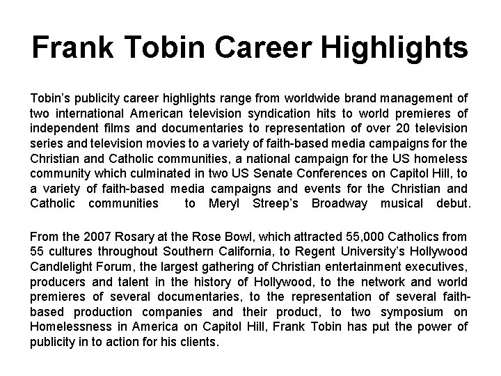 Francis X Frank Tobin Corporate Profile Francis X