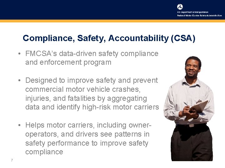 FMCSA 101 Robert W Miller Director Office of