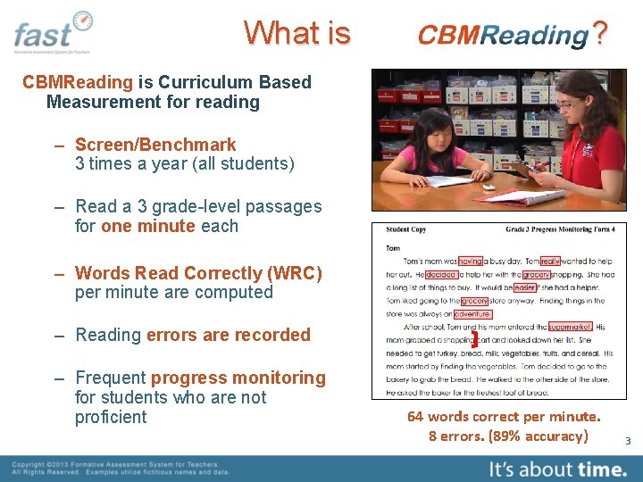1 2 What is CBMReading is Curriculum Based