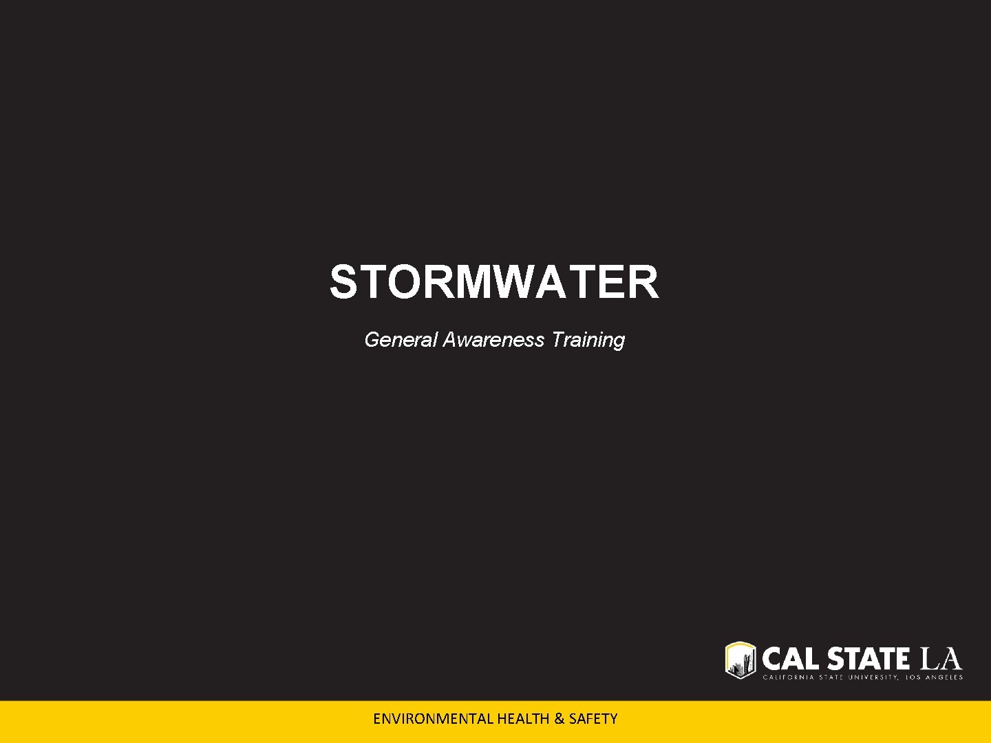 ENVIRONMENTAL HEALTH SAFETY STORMWATER General Awareness Training ...