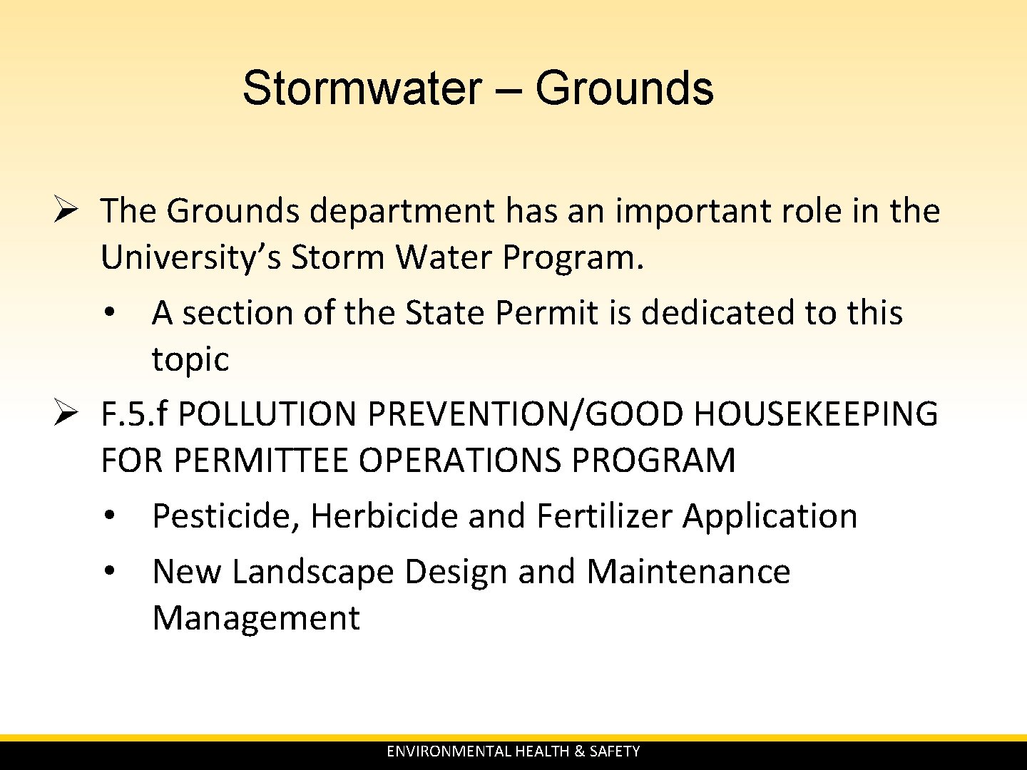ENVIRONMENTAL HEALTH SAFETY STORMWATER General Awareness Training ...