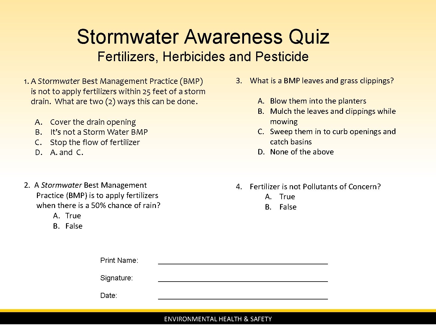 ENVIRONMENTAL HEALTH SAFETY STORMWATER General Awareness Training ...