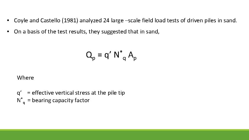 Coyle and Castellos Method for Estimating Qp in