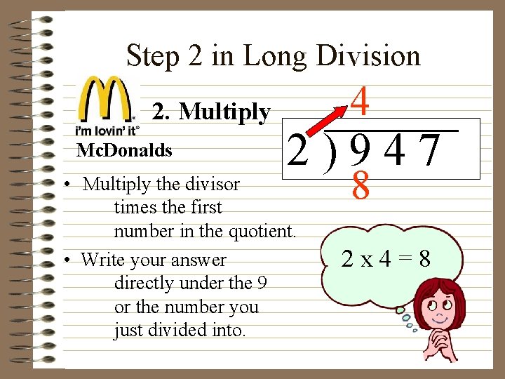 Long Division By Miss Cameron Does Mc Donalds