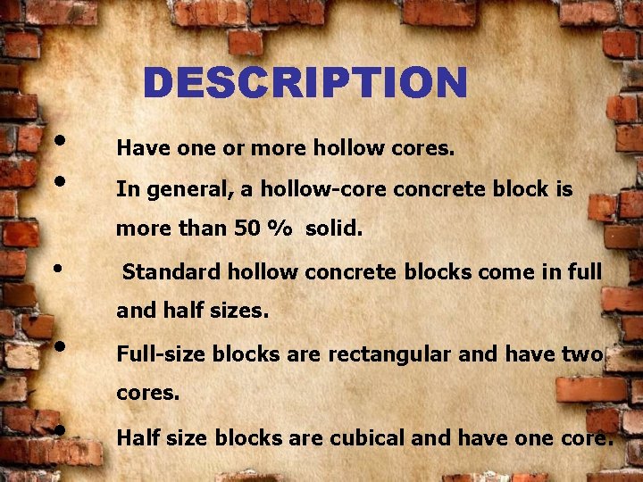 HOLLOW BRICKS CONCRETE HOLLOW BASIC INFORMATION BLOCKS Is