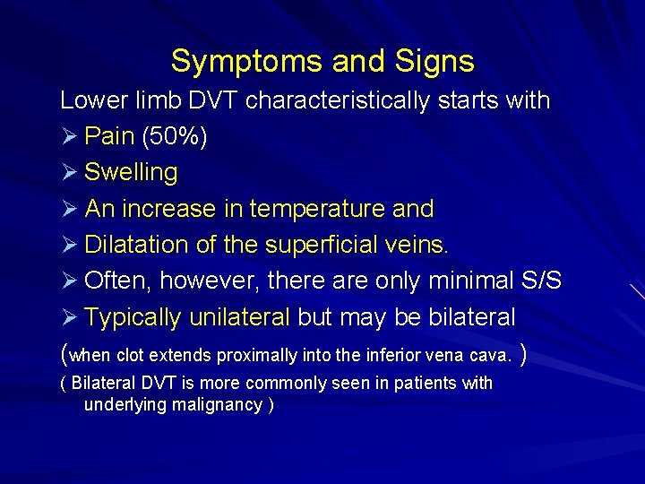 Deep Vein Thrombosis Malignancy Department of Radiation Oncology