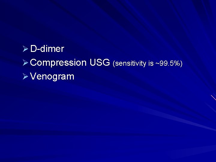 Deep Vein Thrombosis Malignancy Department of Radiation Oncology