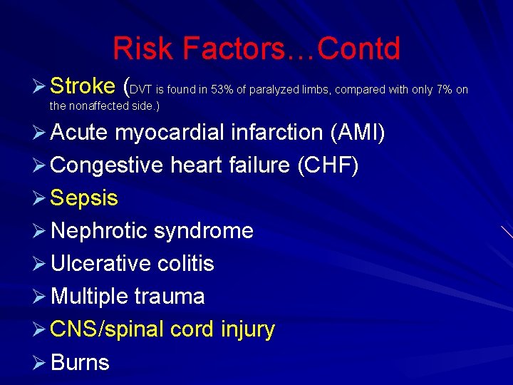 Deep Vein Thrombosis Malignancy Department of Radiation Oncology