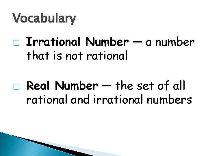 Algebra I 2 7 Square Roots Comparing Real