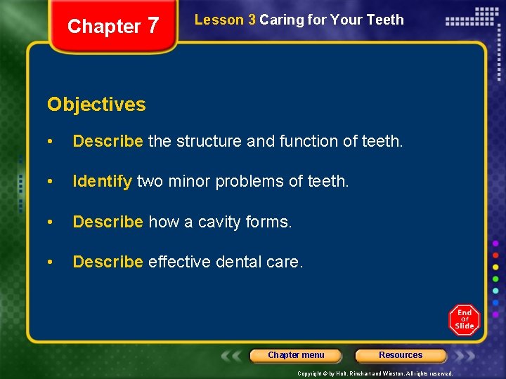 Chapter 7 Lesson 3 Caring for Your Teeth