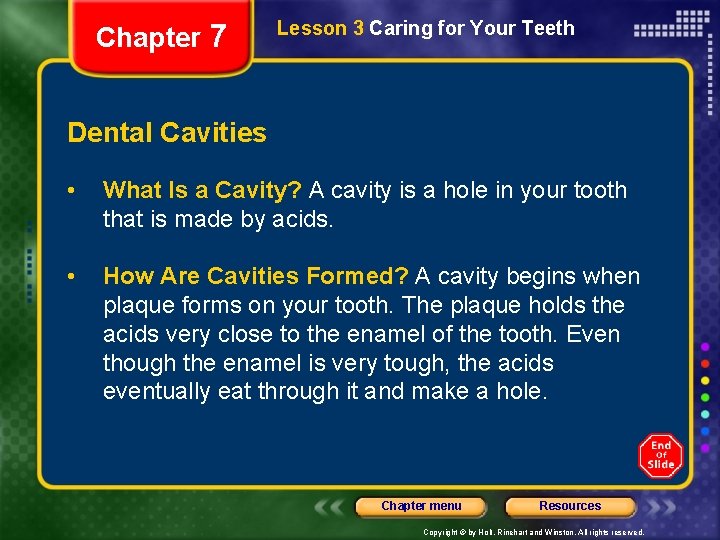 Chapter 7 Lesson 3 Caring for Your Teeth