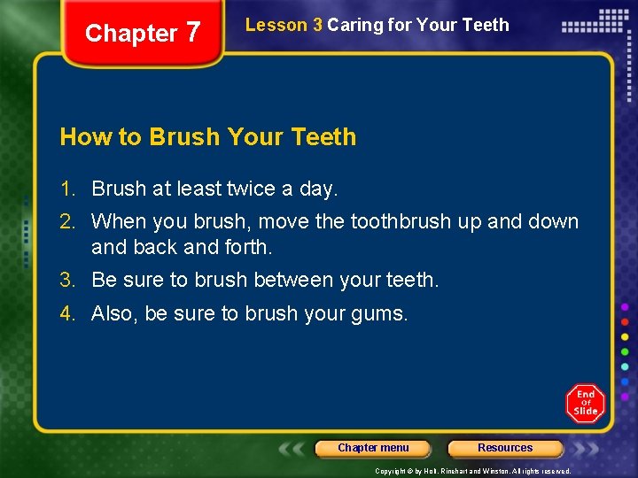 Chapter 7 Lesson 3 Caring for Your Teeth