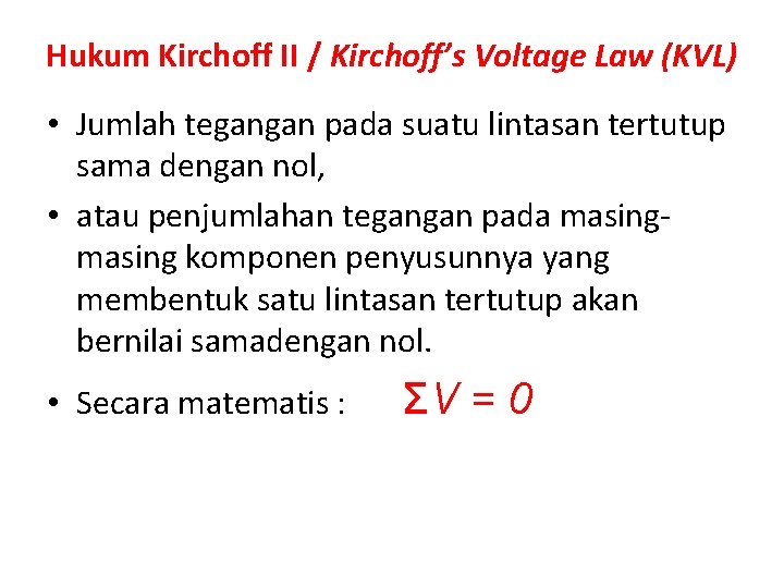 ELEKTRONIKA ANALOG HUKUM HUKUM DASAR RANGKAIAN LISTRIK Hukum