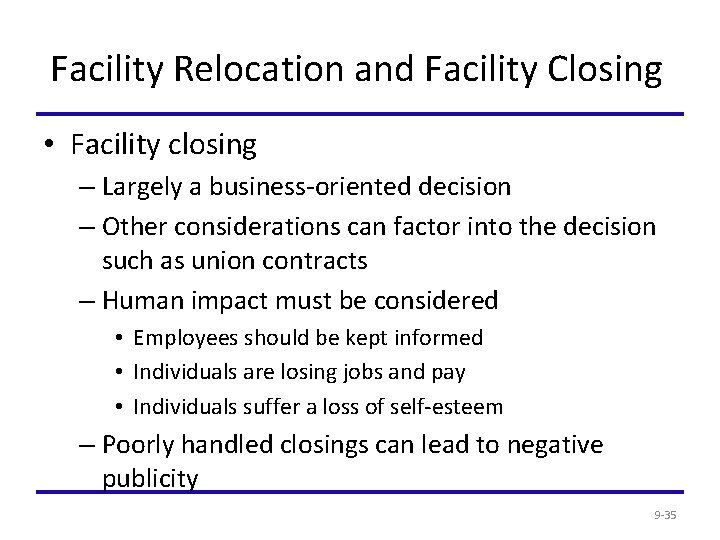 CHAPTER 9 Facility Location Learning Objectives To examine