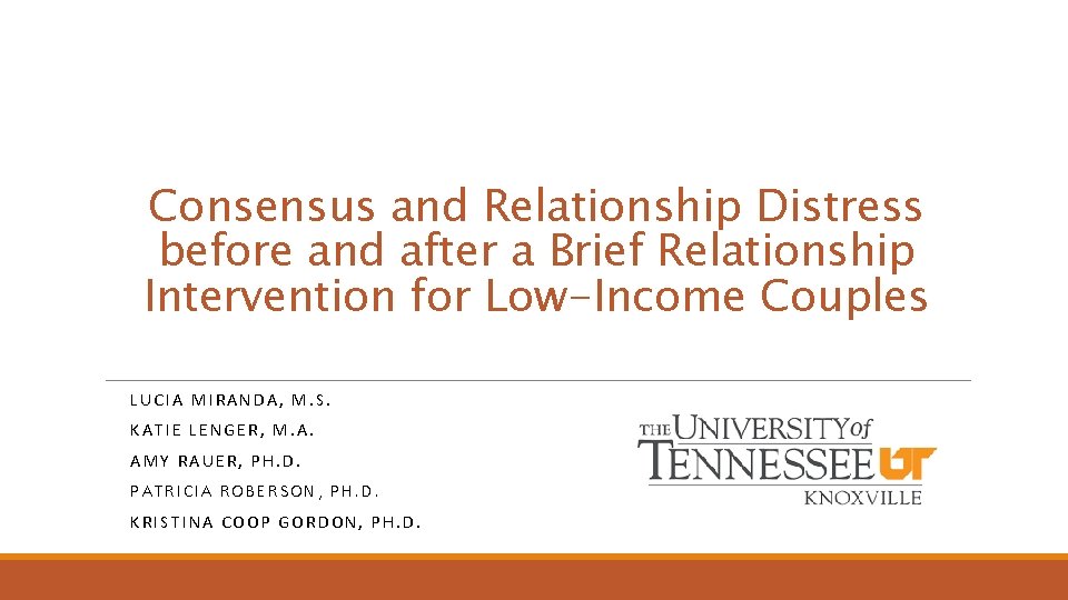 Consensus and Relationship Distress before and after a