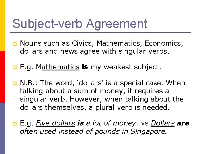 Subjectverb Agreement Subject Verb Object The basic parts