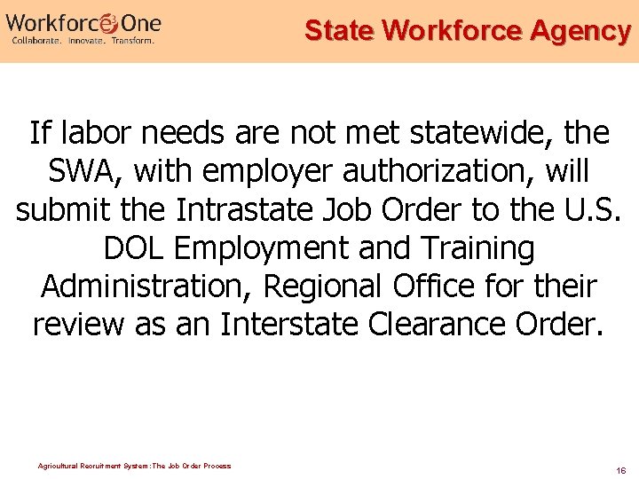 Agricultural Recruitment System The Job Order Process State