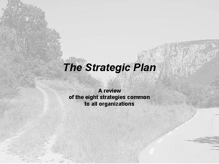 The Strategic Plan A review of the eight
