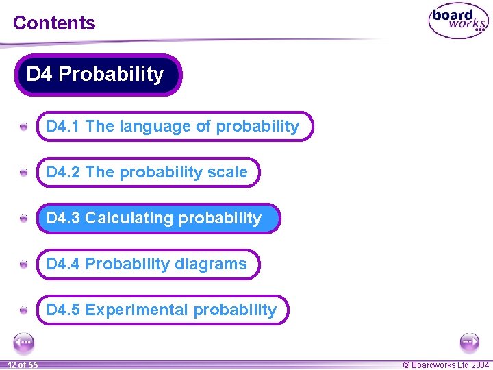 Contents D 4 Probability DD 4 1 The
