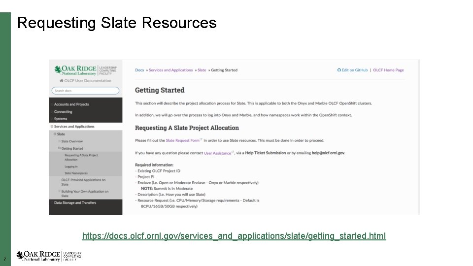 Slate Service Overview High Performance Compute and Data
